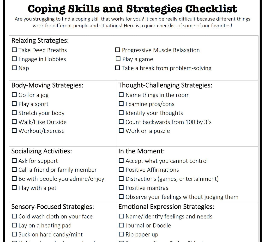 Basic Coping Skills Checklist – Just Counseling Things