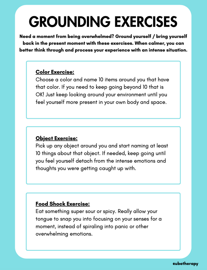 Grounding Exercises Handout – Just Counseling Things