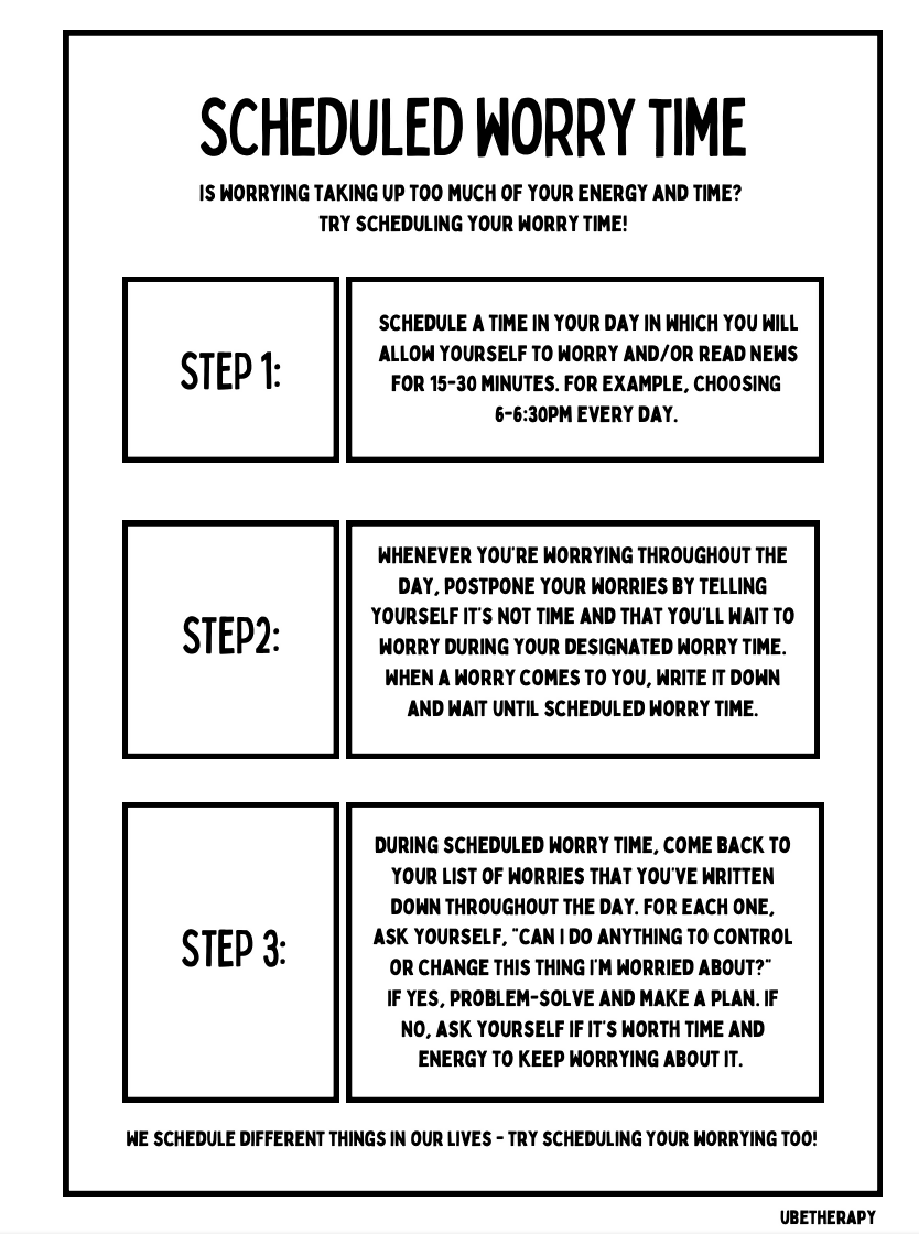 Scheduled Worry Time handout – Just Counseling Things