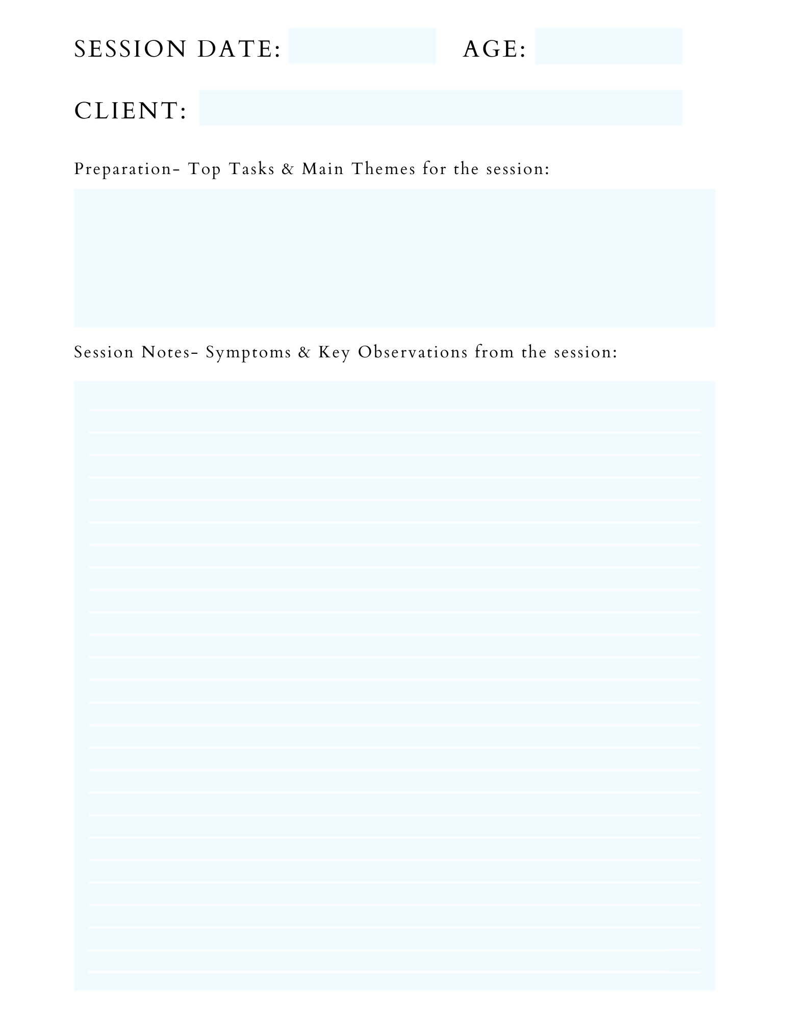 Therapy Session Notes Template I Simple Session Notes I Printable I Th ...